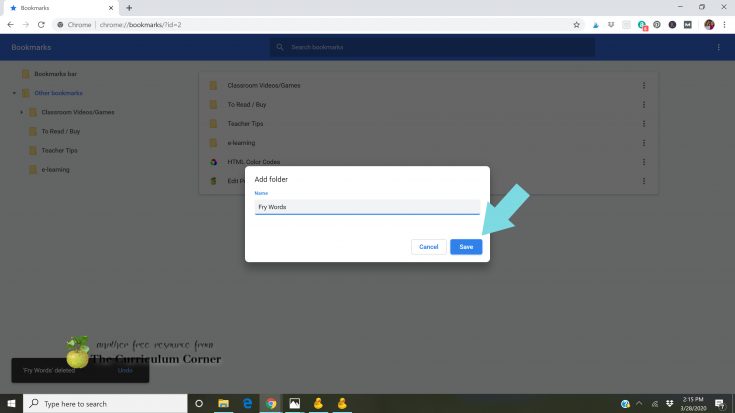 Bookmarking in Chrome - The Curriculum Corner 123