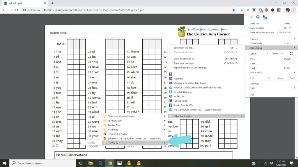 Bookmarking in Chrome - The Curriculum Corner 123