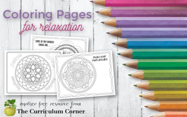 Coloring Pages for Relaxation - The Curriculum Corner 123