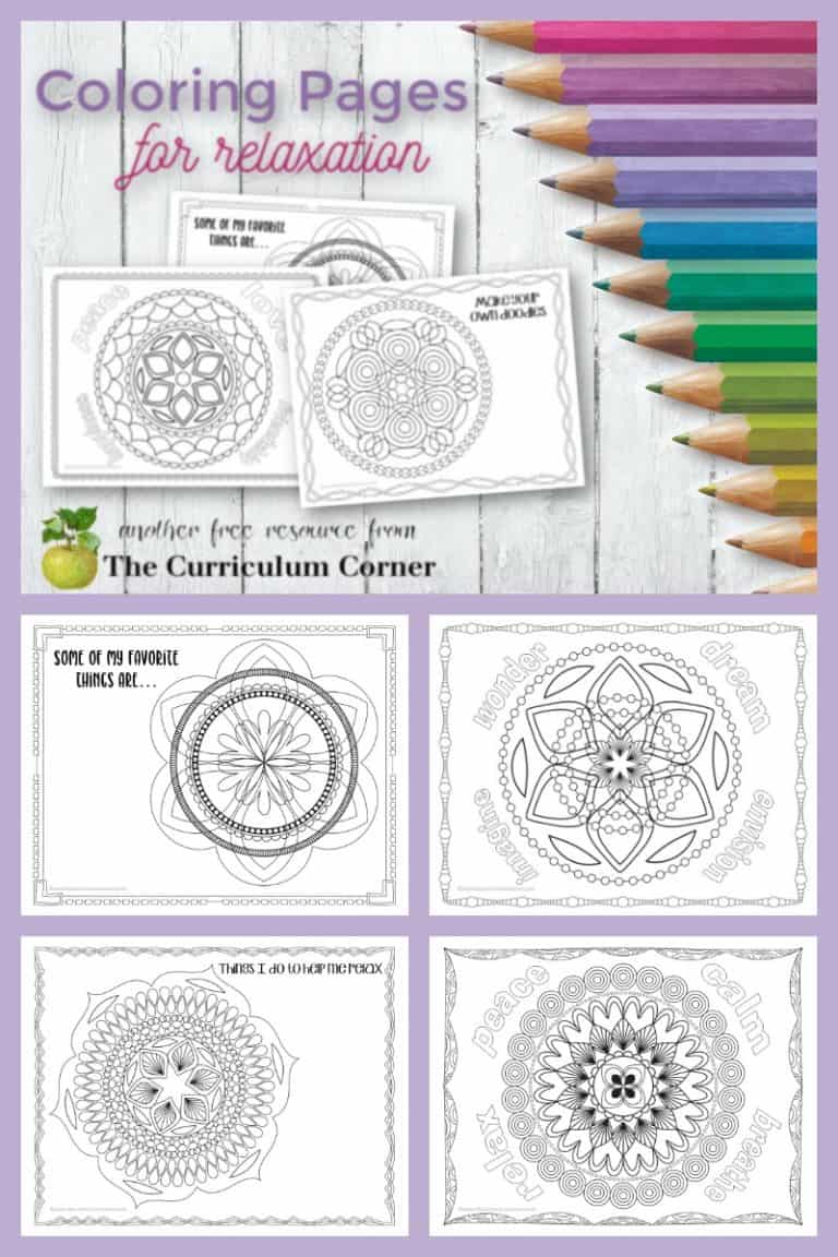 Coloring Pages for Relaxation - The Curriculum Corner 123