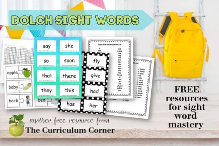 Dolch Sight Words - The Curriculum Corner 123