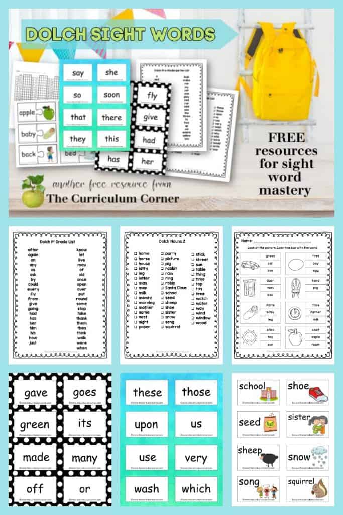 Dolch Sight Words - The Curriculum Corner 123