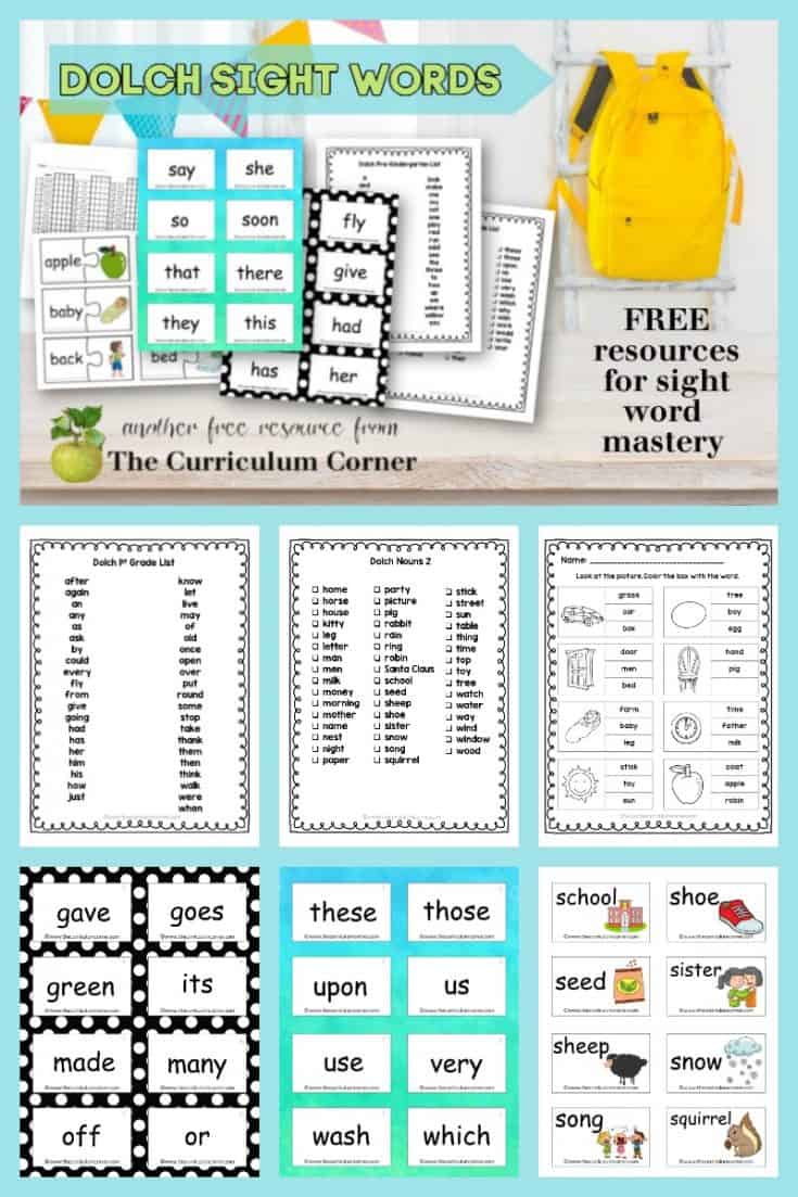 Dolch Sight Words - The Curriculum Corner 123