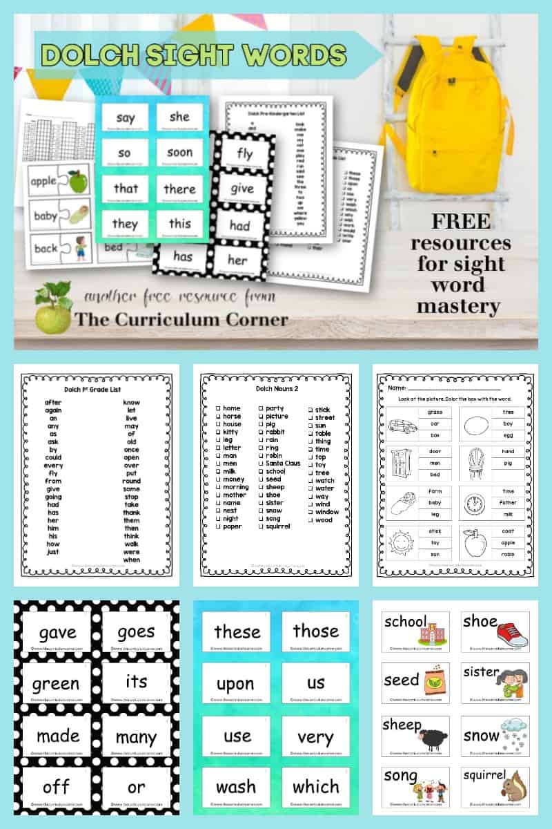 Dolch Sight Words - The Curriculum Corner 123
