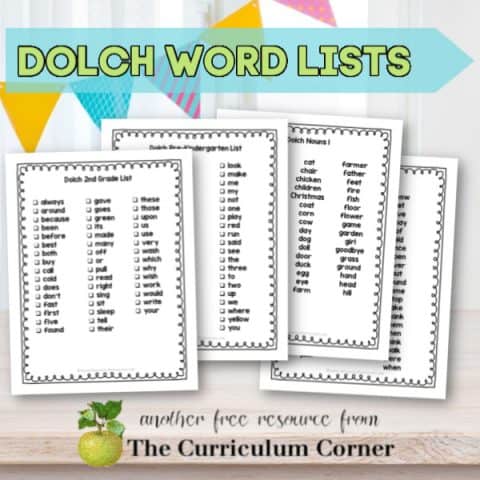Dolch Sight Words - The Curriculum Corner 123