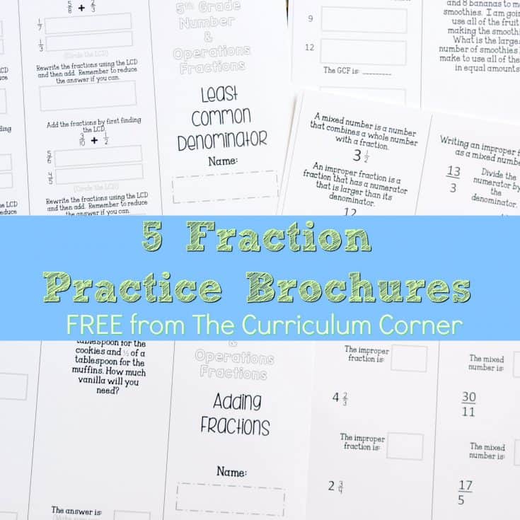 fraction brochure feature - The Curriculum Corner 123