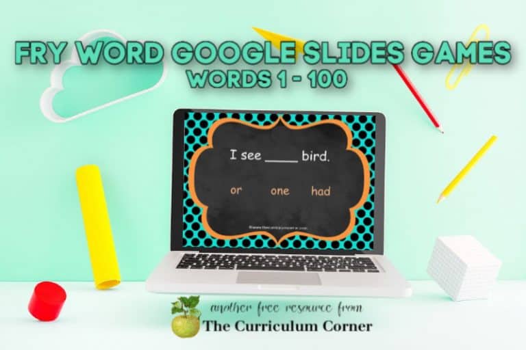 Fry Google Slides Games (1st 100 Words) - The Curriculum Corner 123