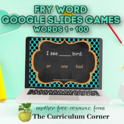 Sight Words Archives - The Curriculum Corner 123