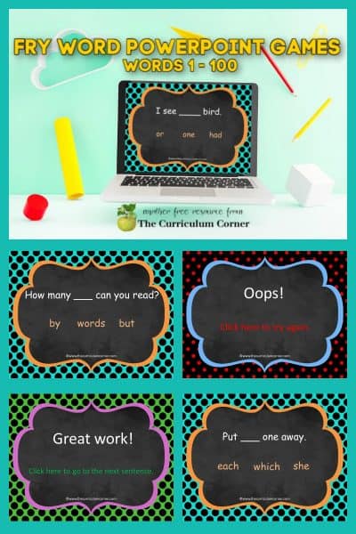 Fry PowerPoint Games (1st 100 Words) - The Curriculum Corner 123