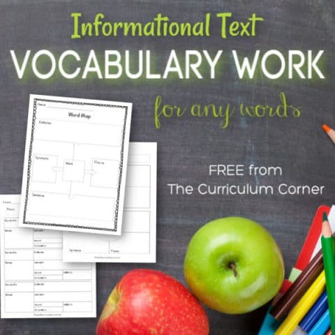 informational text vocabulary feature - The Curriculum Corner 123
