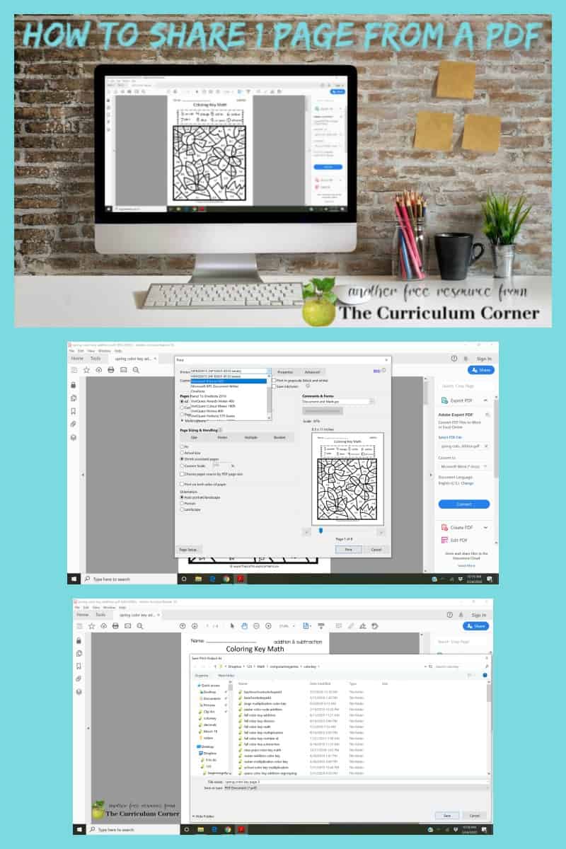 How to Share 1 PDF Page - The Curriculum Corner 123