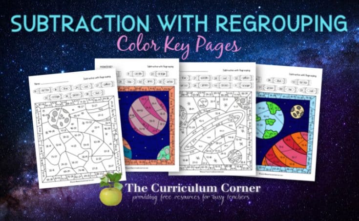 Space Subtraction Color Key - The Curriculum Corner 123