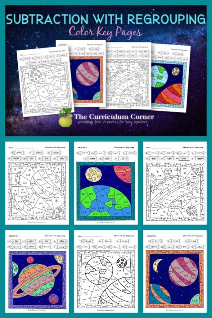 Space Subtraction Color Key - The Curriculum Corner 123