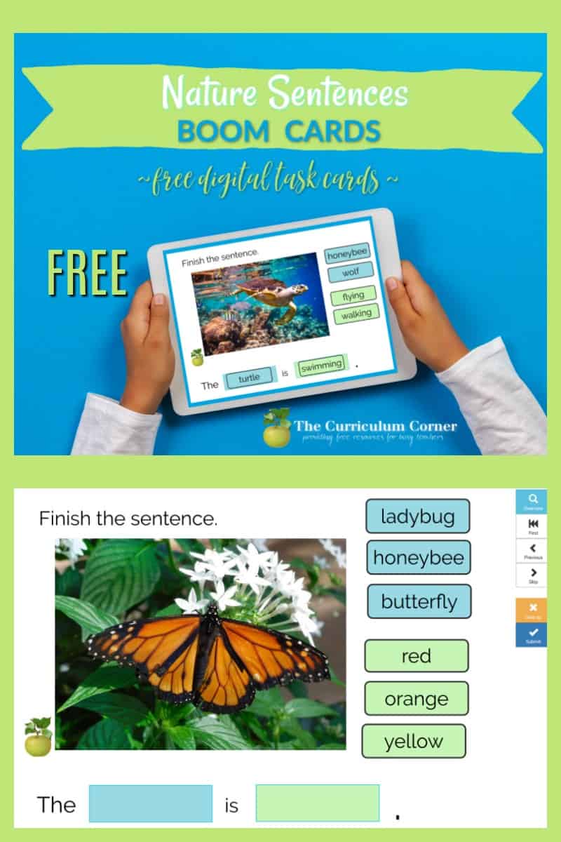 Boom Cards: Nature Sentences - The Curriculum Corner 123