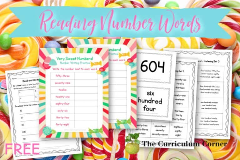 Reading Number Words - The Curriculum Corner 123