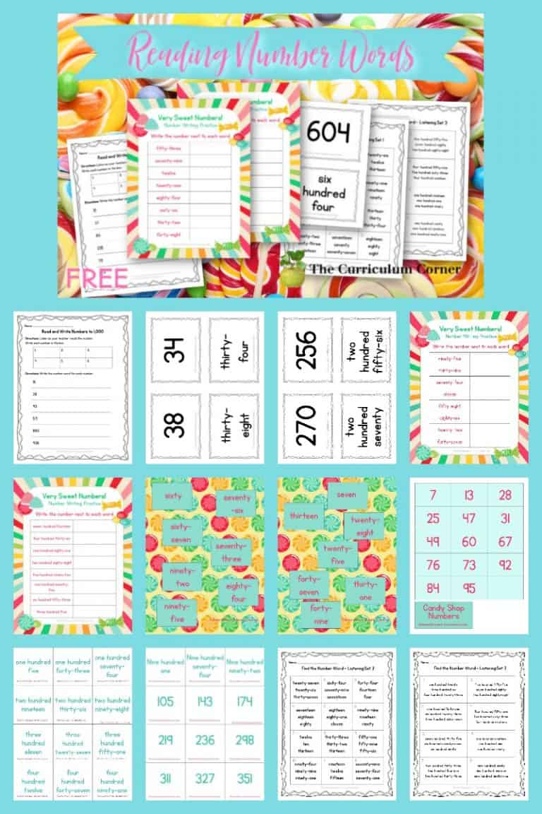 Reading Number Words - The Curriculum Corner 123