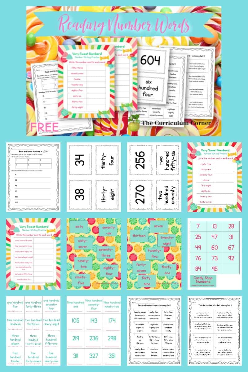 Reading Number Words - The Curriculum Corner 123