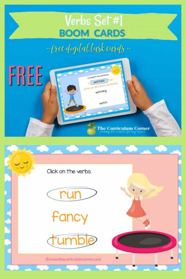Boom Cards: Verbs #1 - The Curriculum Corner 123