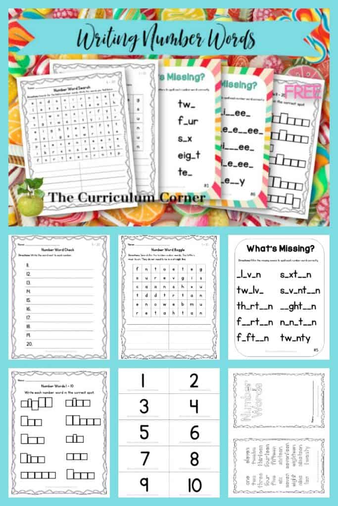 Spelling Number Words 1 - 20 - The Curriculum Corner 123