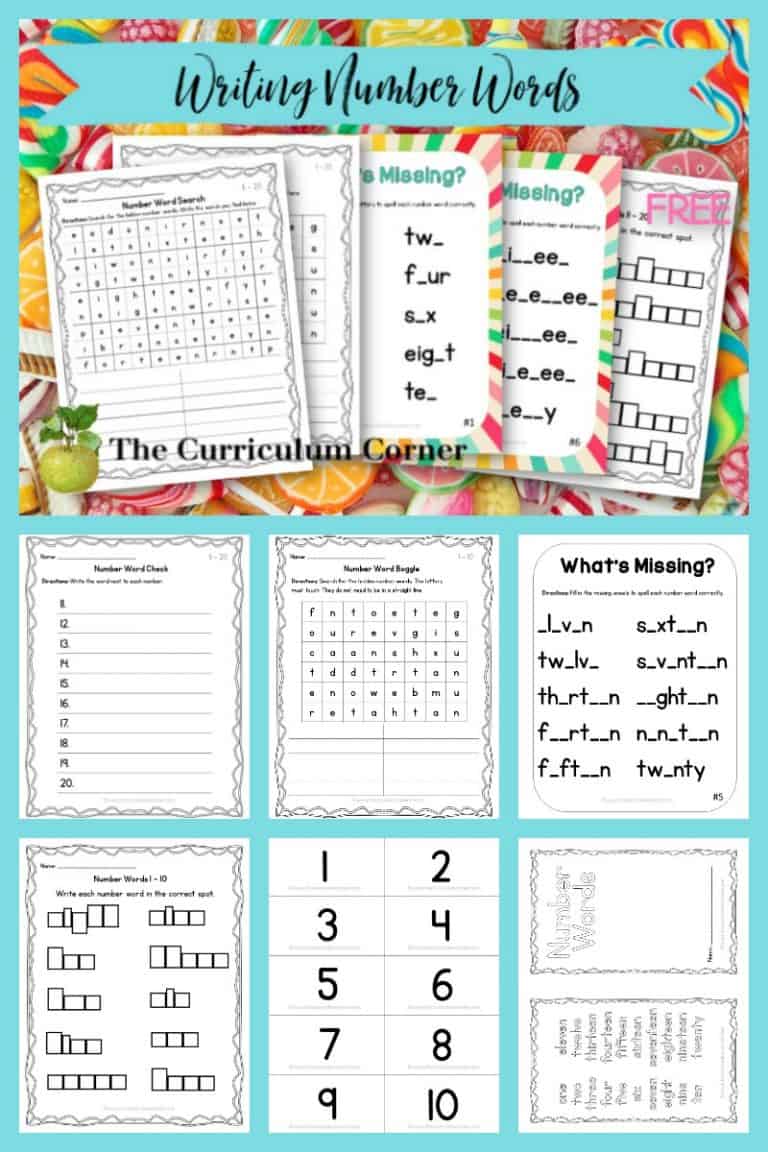 Spelling Number Words 1 - 20 - The Curriculum Corner 123