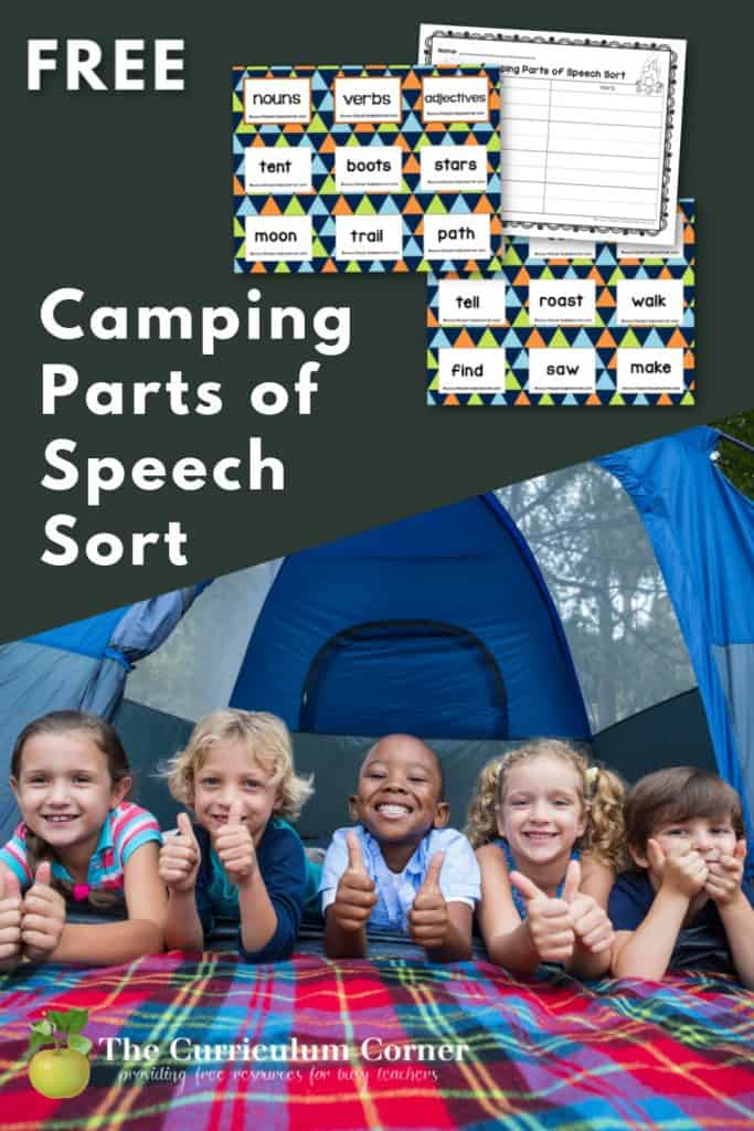 Camping Parts of Speech Sort - The Curriculum Corner 123