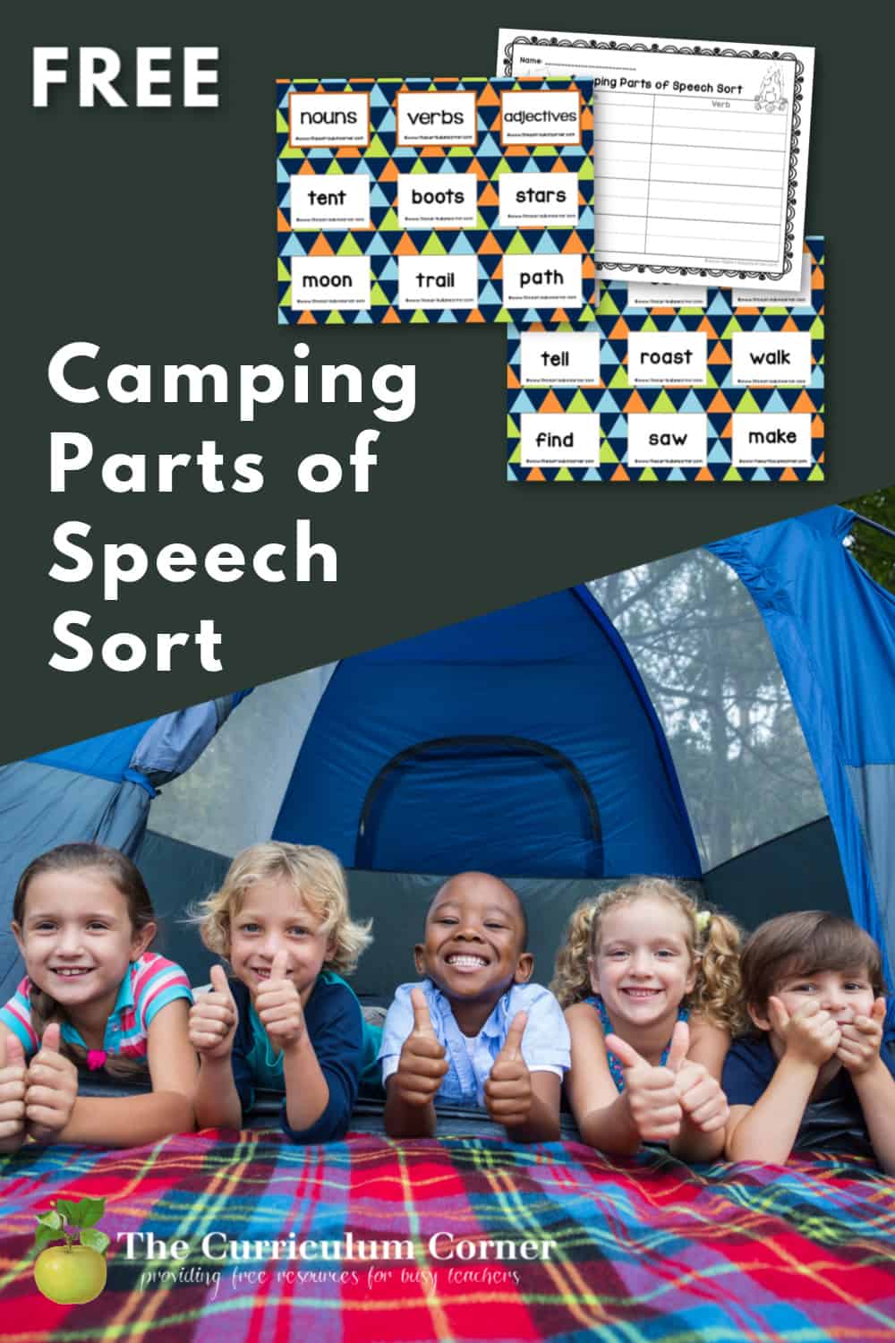 Camping Parts of Speech Sort - The Curriculum Corner 123