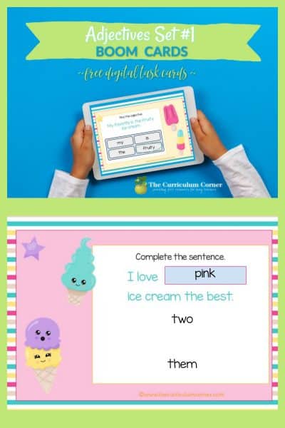 Boom Cards: Adjectives Set #1 - The Curriculum Corner 123