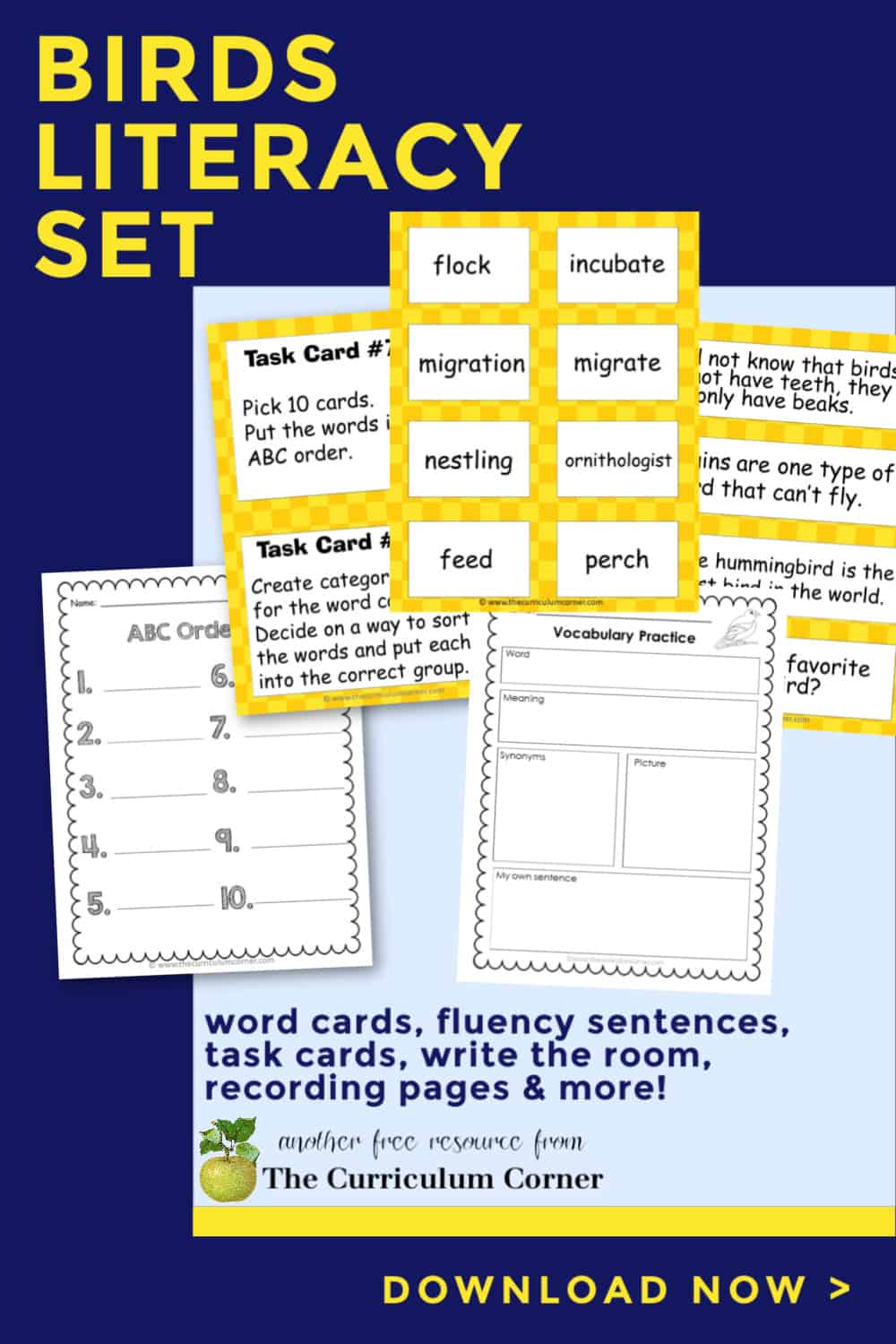 Birds Literacy Set - The Curriculum Corner 123