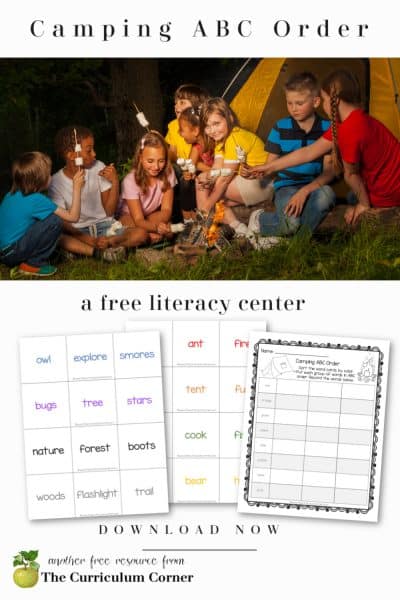 Camping ABC Order Literacy Center - The Curriculum Corner 123