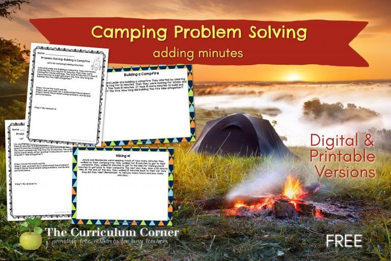 Camping: Adding Minutes Problem Solving - The Curriculum Corner 123