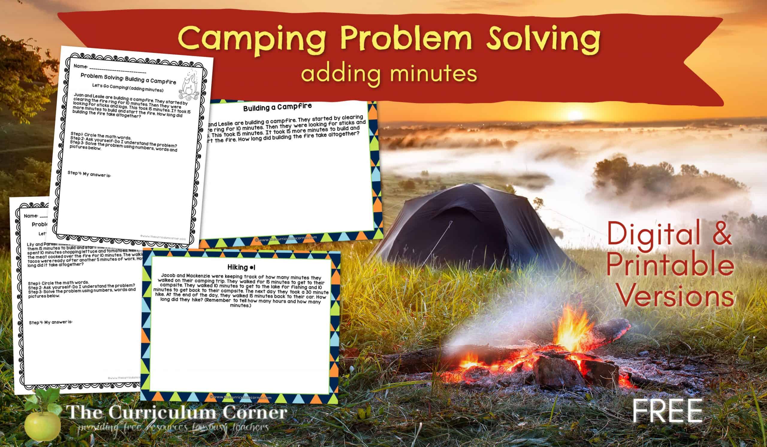 Camping: Adding Minutes Problem Solving - The Curriculum Corner 123