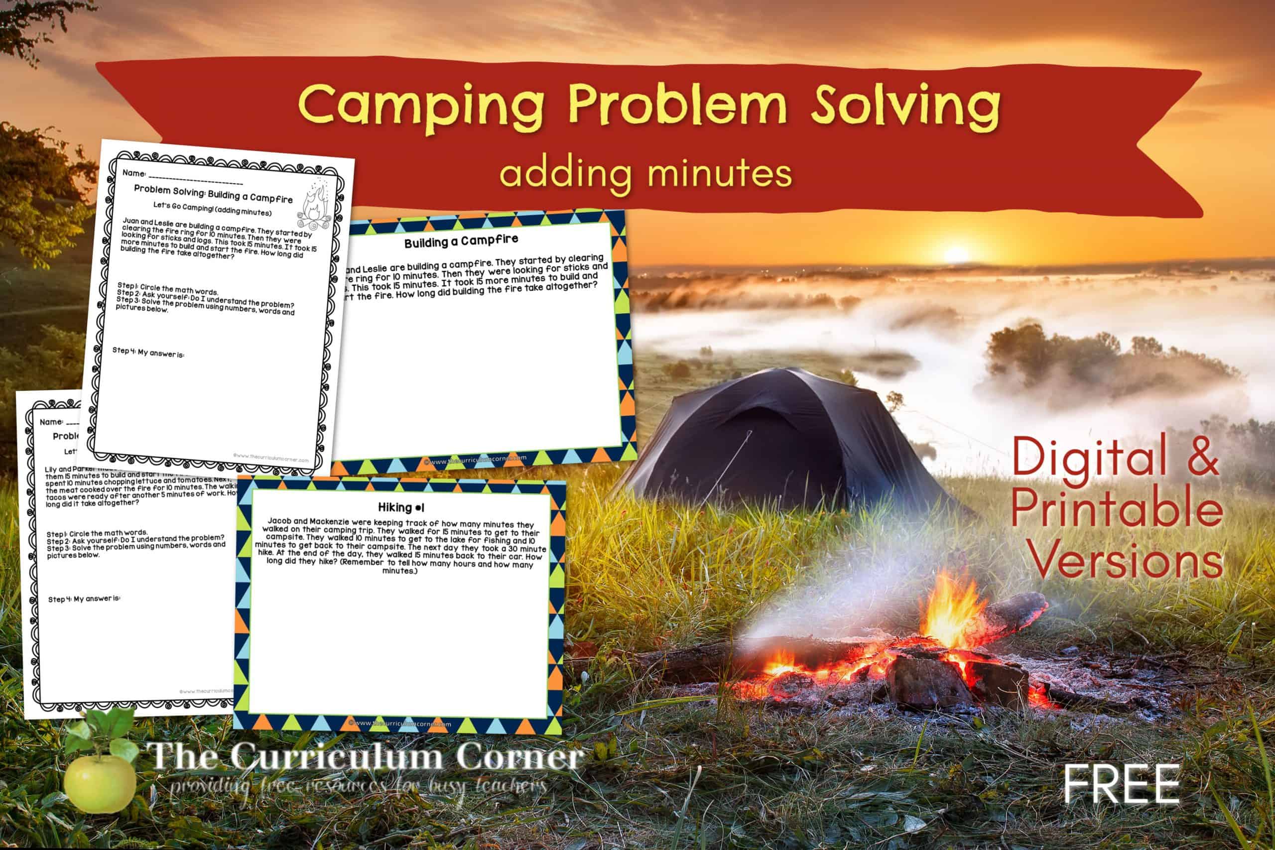 Camping: Adding Minutes Problem Solving - The Curriculum Corner 123