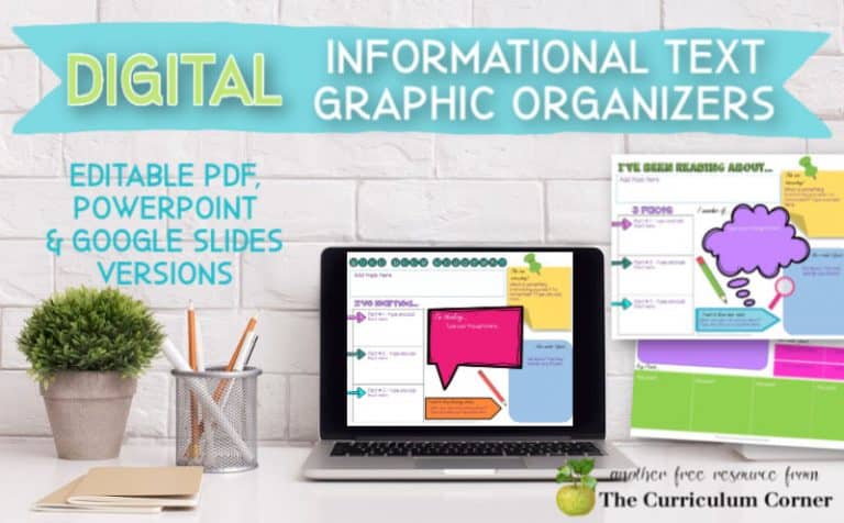 Informational Text: Digital Graphic Organizers - The Curriculum Corner 123