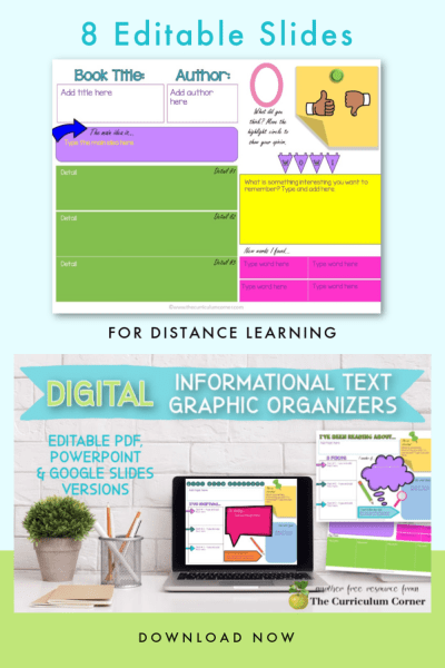 Informational Text: Digital Graphic Organizers - The Curriculum Corner 123