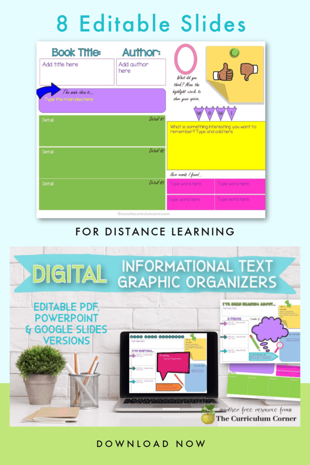 Informational Text: Digital Graphic Organizers - The Curriculum Corner 123