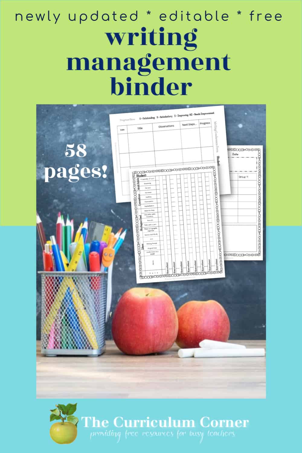 Editable Writing Management Binder - The Curriculum Corner 123