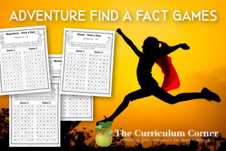 Adventure Find a Fact Addition Games - The Curriculum Corner 123