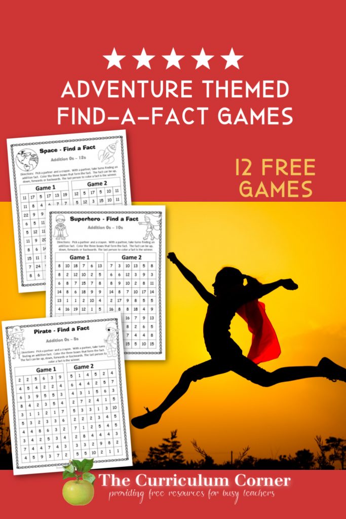 Adventure Find a Fact Addition Games - The Curriculum Corner 123