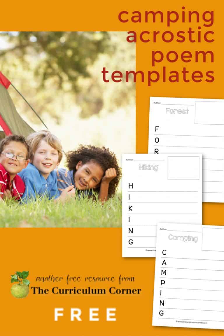 Camping Themed Acrostic Poems - The Curriculum Corner 123