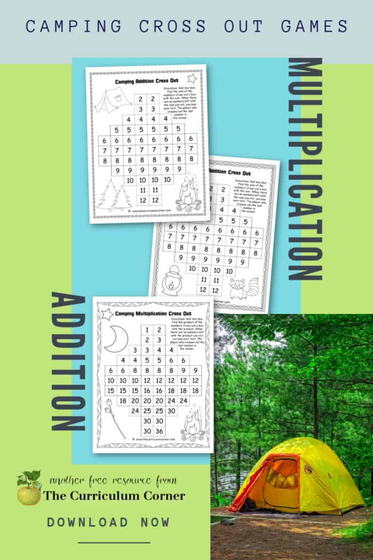 Camping Cross Out Games - The Curriculum Corner 123