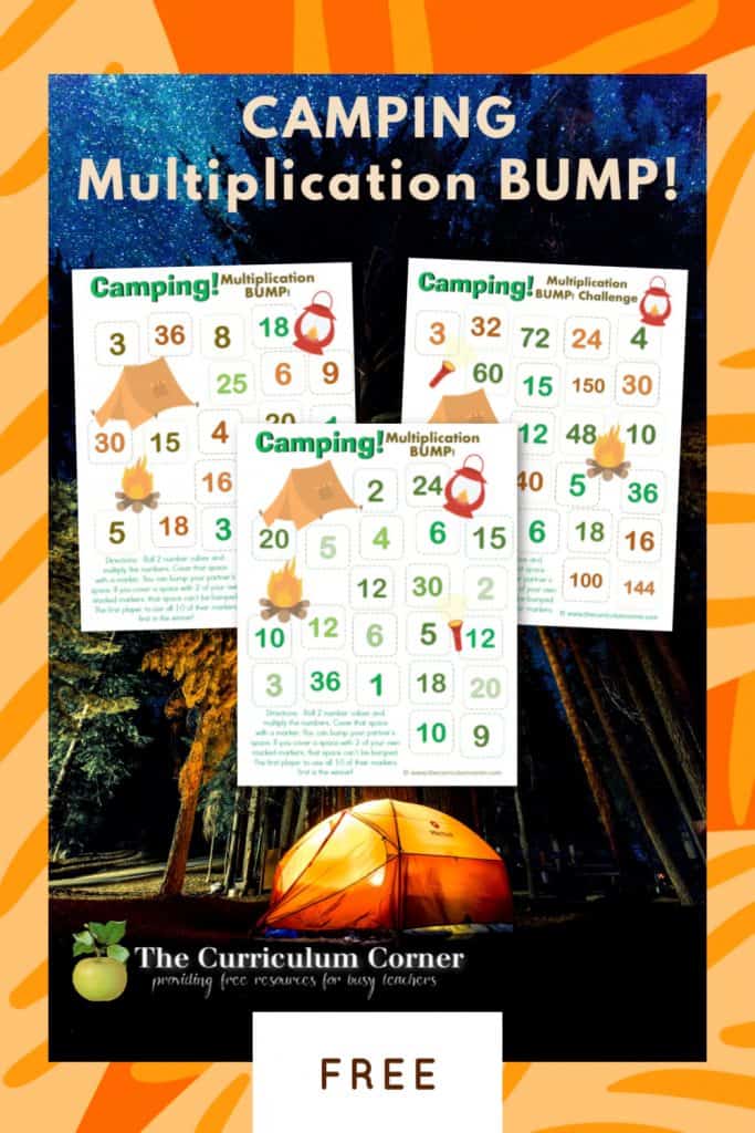 Camping Multiplication BUMP! - The Curriculum Corner 123