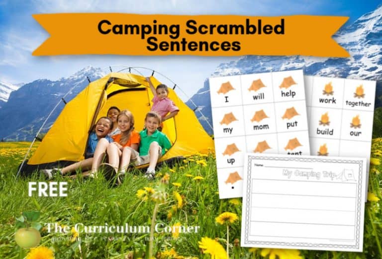 Camping Scrambled Sentences - The Curriculum Corner 123
