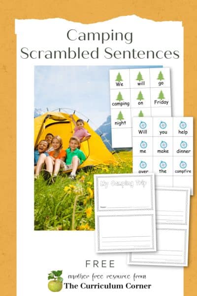 Camping Scrambled Sentences - The Curriculum Corner 123