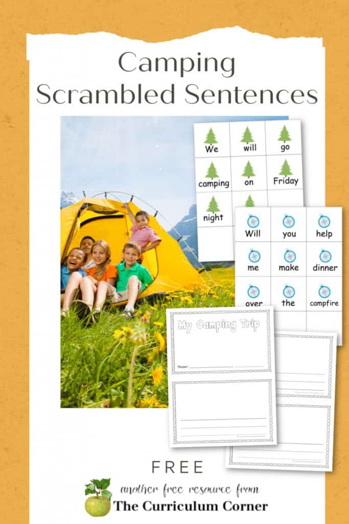 Camping Scrambled Sentences - The Curriculum Corner 123