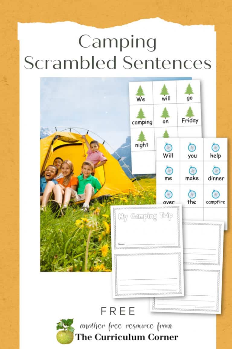 Camping Scrambled Sentences - The Curriculum Corner 123