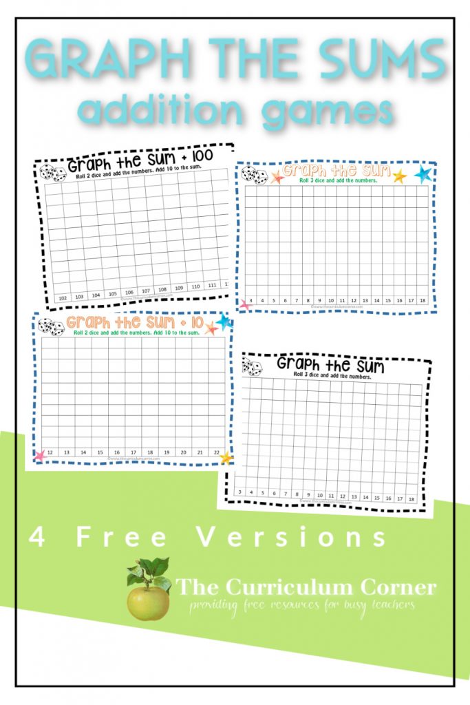 Graph the Sum Addition Games - The Curriculum Corner 123