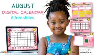 August Digital Calendar - The Curriculum Corner 123