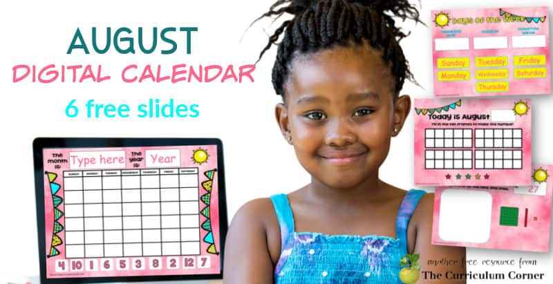 August Digital Calendar - The Curriculum Corner 123