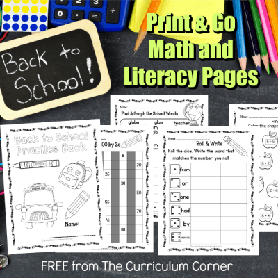 Back to School No Prep Pages - The Curriculum Corner 123