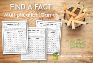 Find a Fact Multiplication Games - The Curriculum Corner 123